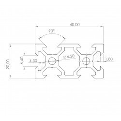 V-SLOT Aluminium profile 20x40 6mm slot